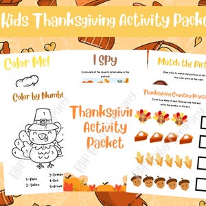 Printable Kids Thanksgiving Activity Packet, Digital Fall Preschool ...