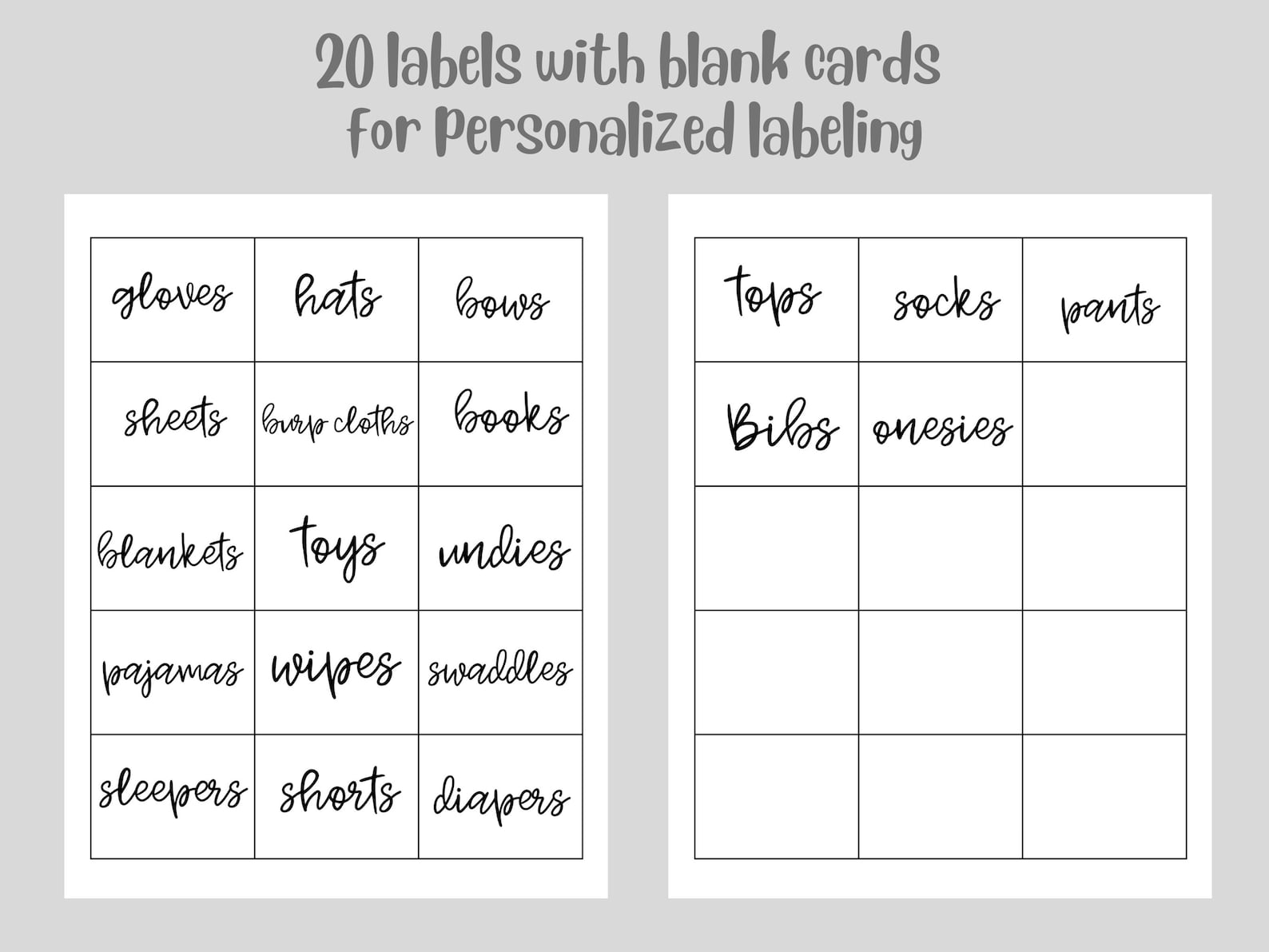 Printable Nursery Dresser Labels Boy Nursery Drawer - Etsy