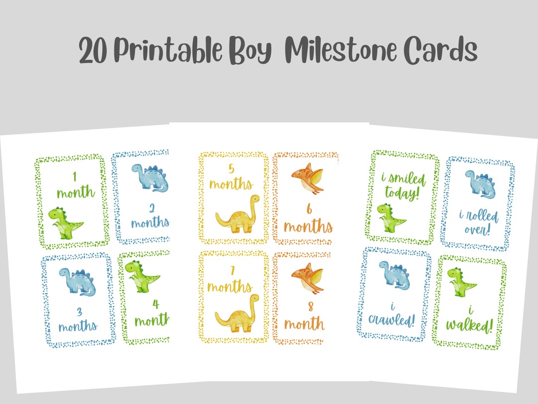 Printable Baby Boy Milestone Cards, Baby Photo Props, Baby Photo Cards ...