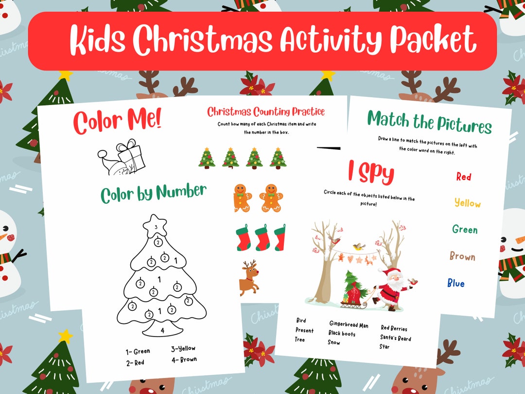 Printable Kids Holiday Activity Book, Kids Digital Christmas Activity ...