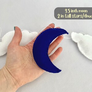 Felt Moon and Stars Garland, Boy Space Nursery Wall Decor, Stuffed Felt ...