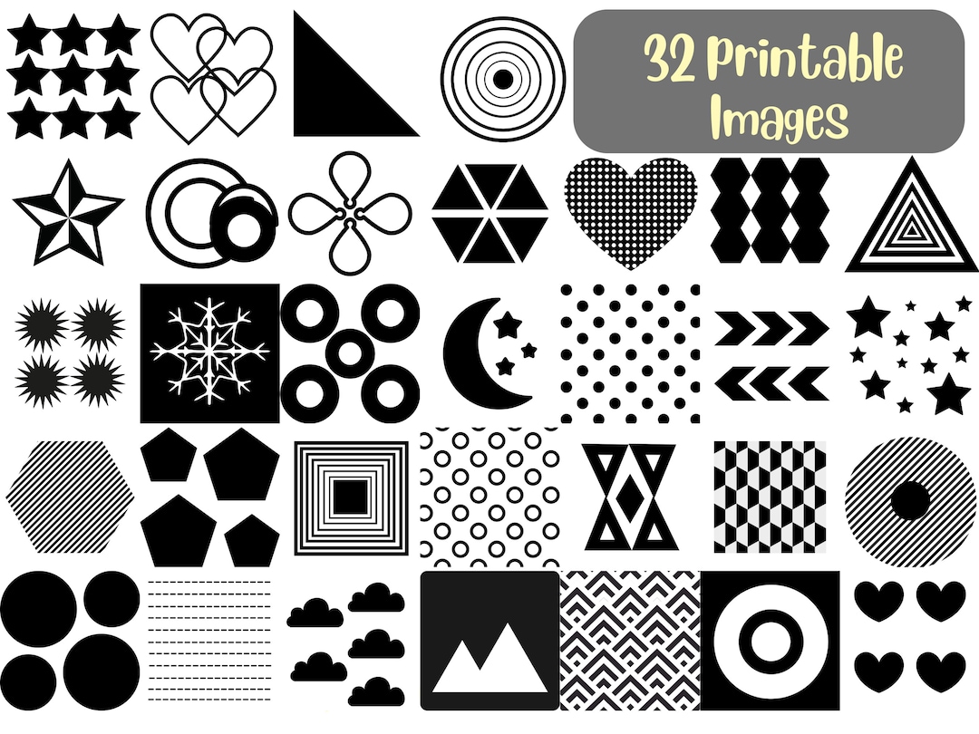Printable Black and White High Contrast Baby Cards, Newborn Toy for ...