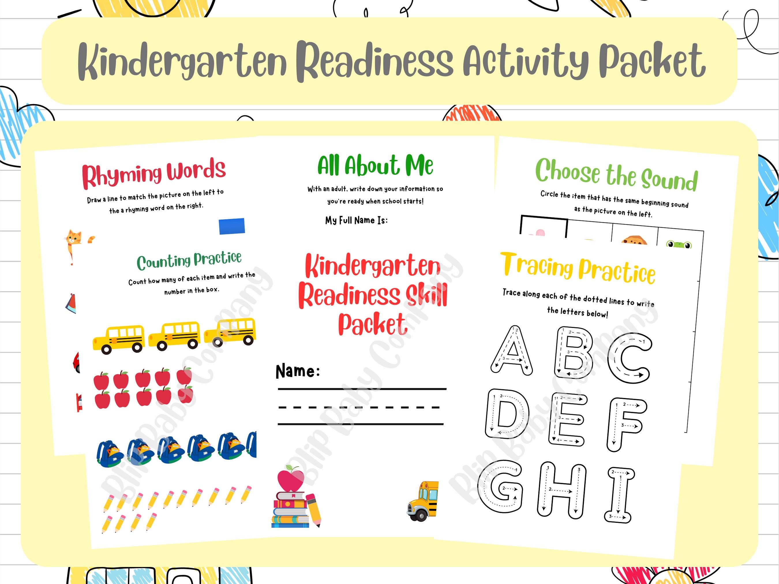 Printable Kids Kindergarten Readiness Activity Packet, Pre-k Digital ...