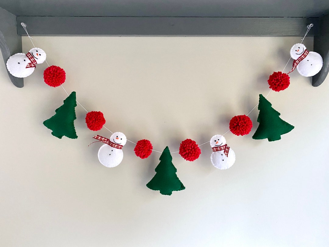 Felt Christmas Nursery Garland, Snowman Garland Home Decor, Felt ...