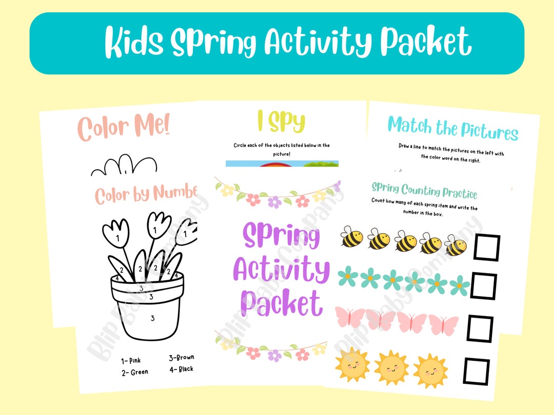 Printable Spring Activity Packet, Kids Spring Digital Activity, Spring ...