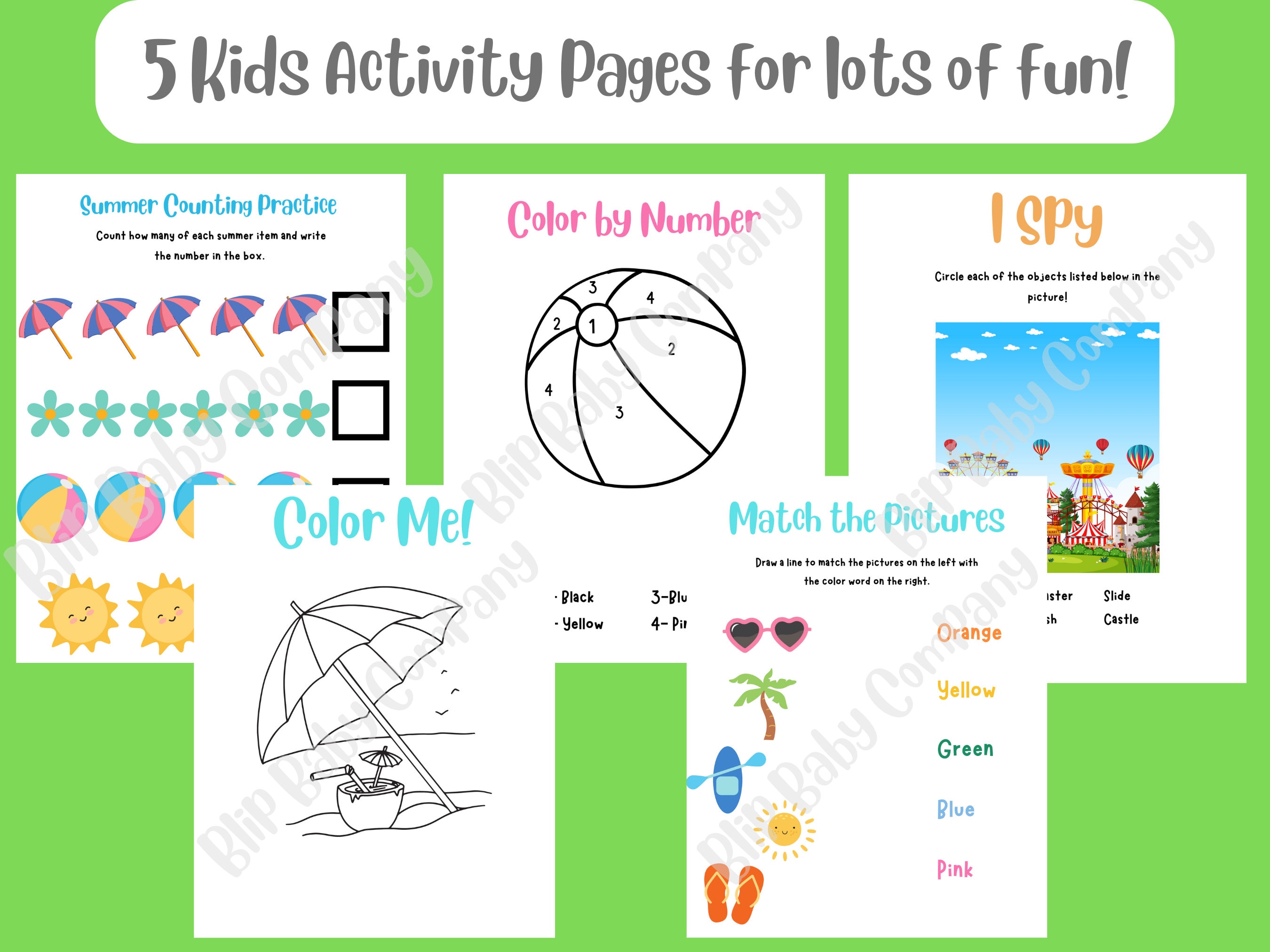 Printable Kids Summer Activity Packet, Preschool Coloring Pages ...