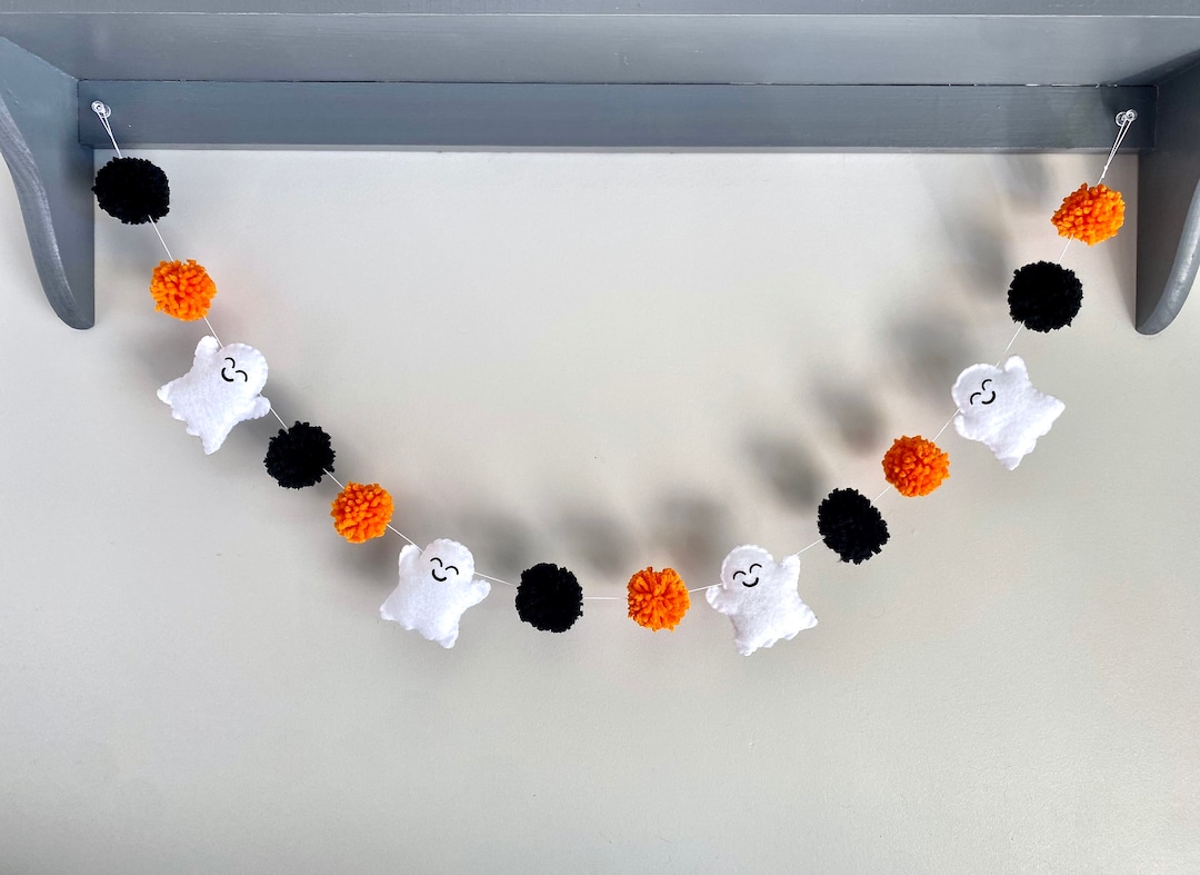 Felt Halloween Nursery Garland, Halloween Garland Home Decor, Felt Ghost Garland, Halloween ...