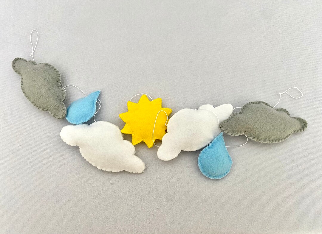 Felt Sun and Raindrops Garland, You Are My Sunshine Nursery Wall Decor ...