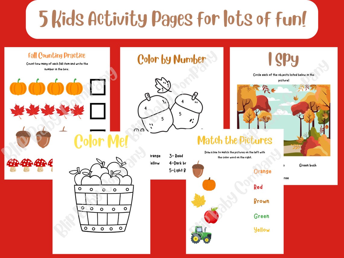 Printable Fall Activity Packet, Pre-k Learning Pages (PDF) - Etsy