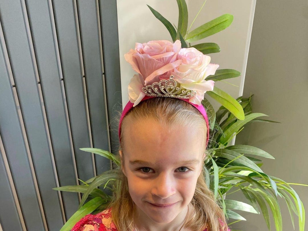Girls Birthday Crown: Pink Flower Princess Tiara Headband - Etsy