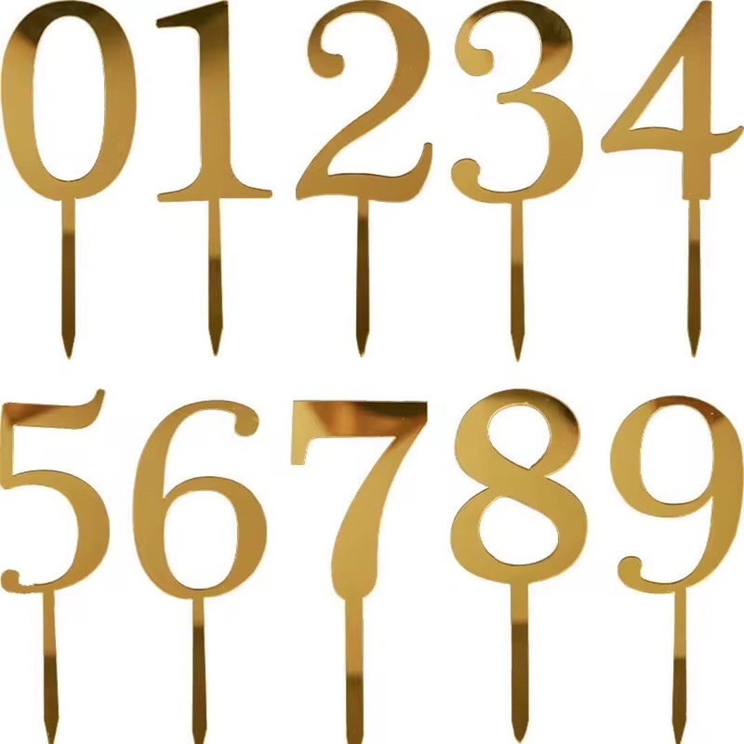 Gold Acrylic Number Cake Topper: Birthday Anniversary Party Decor - Etsy