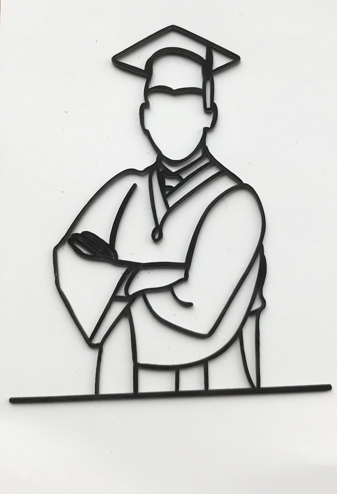 Graduation Male Line Silhouette Cake Charm Graduate Celebration Topper ...