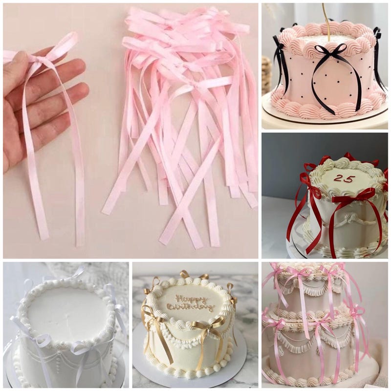 Pink Bow Ribbon for Cake - Etsy UK