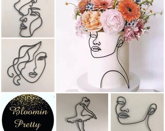 Line Art Face Cake Topper - Etsy