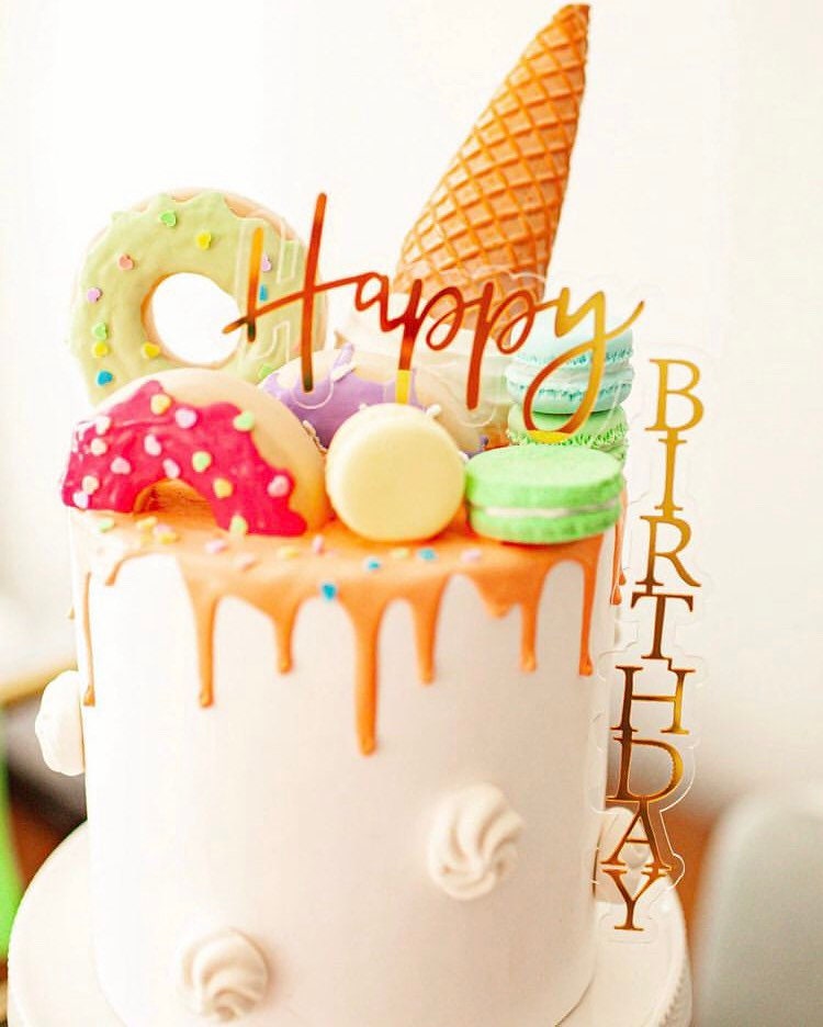 Floating Top and Side Cake Topper Happy Birthday Rose Gold - Etsy UK