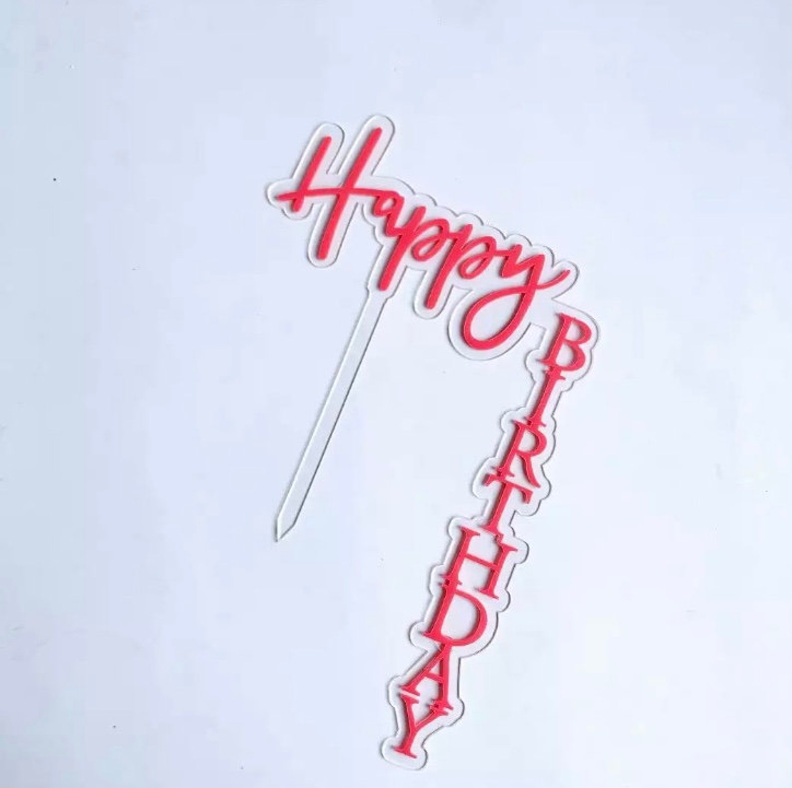 Floating Top and Side Cake Topper Happy Birthday Rose Gold - Etsy UK