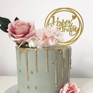 Happy Birthday Acrylic Cake Topper: Gold or Silver - Etsy