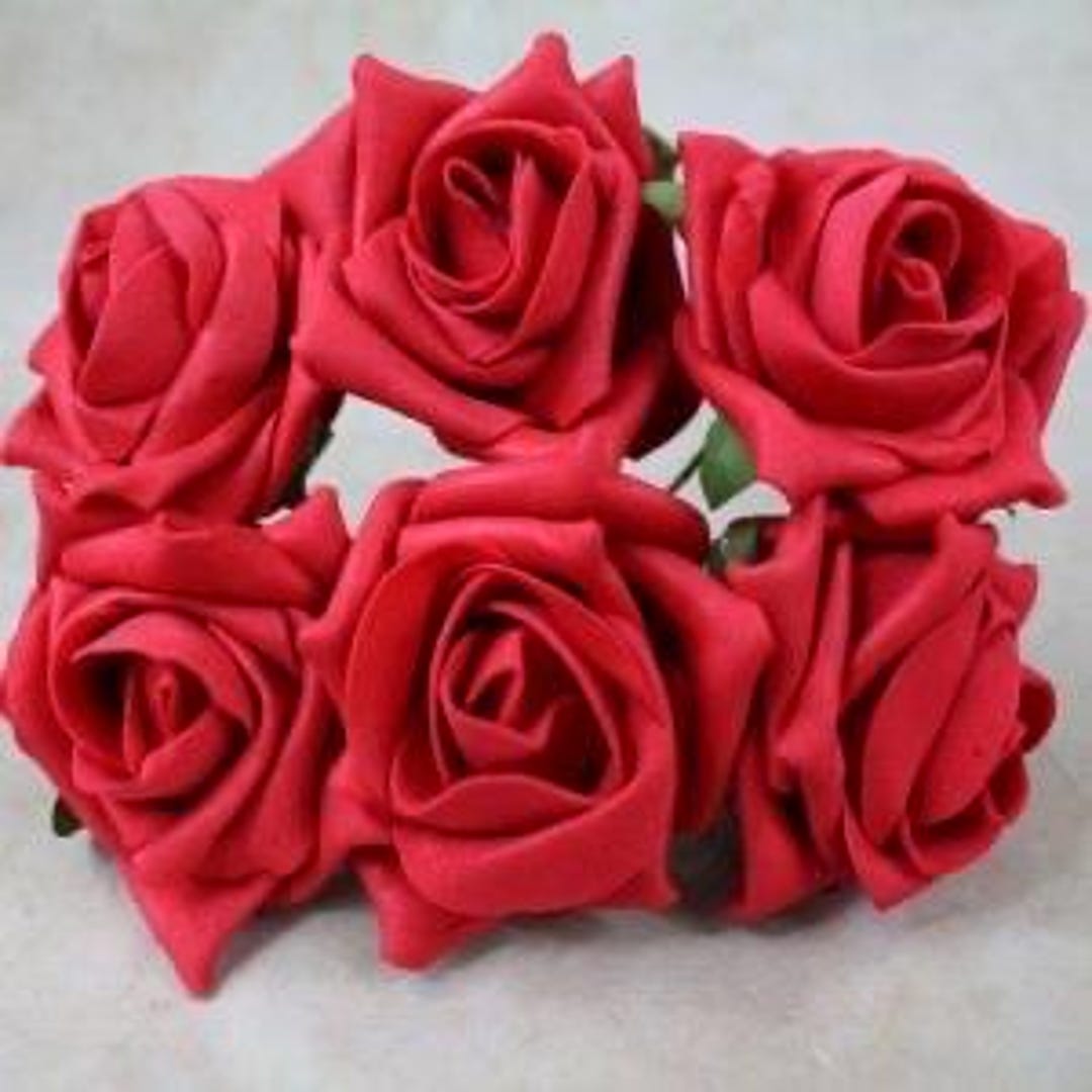 6 X Artificial Red Foam Roses: Cake, Wedding, Party Decoration - 8cm - Etsy