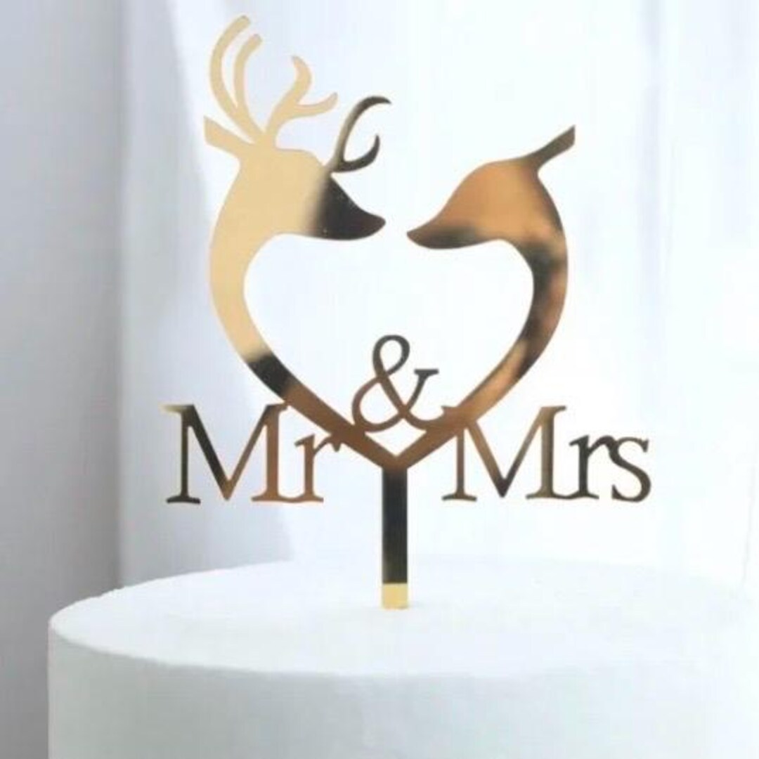 Buck and Doe Mrs & Mrs Cake Topper Gold Acrylic Cake Decoration ...