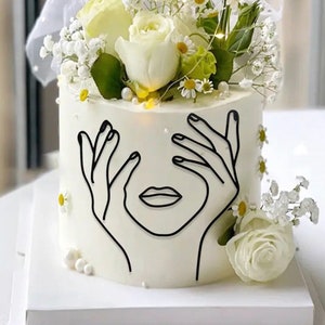 Line Silhouette Cake Topper | Line Art | Ladies Hands and Mouth ...
