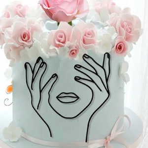 Line Silhouette Cake Topper | Line Art | Ladies Hands and Mouth ...