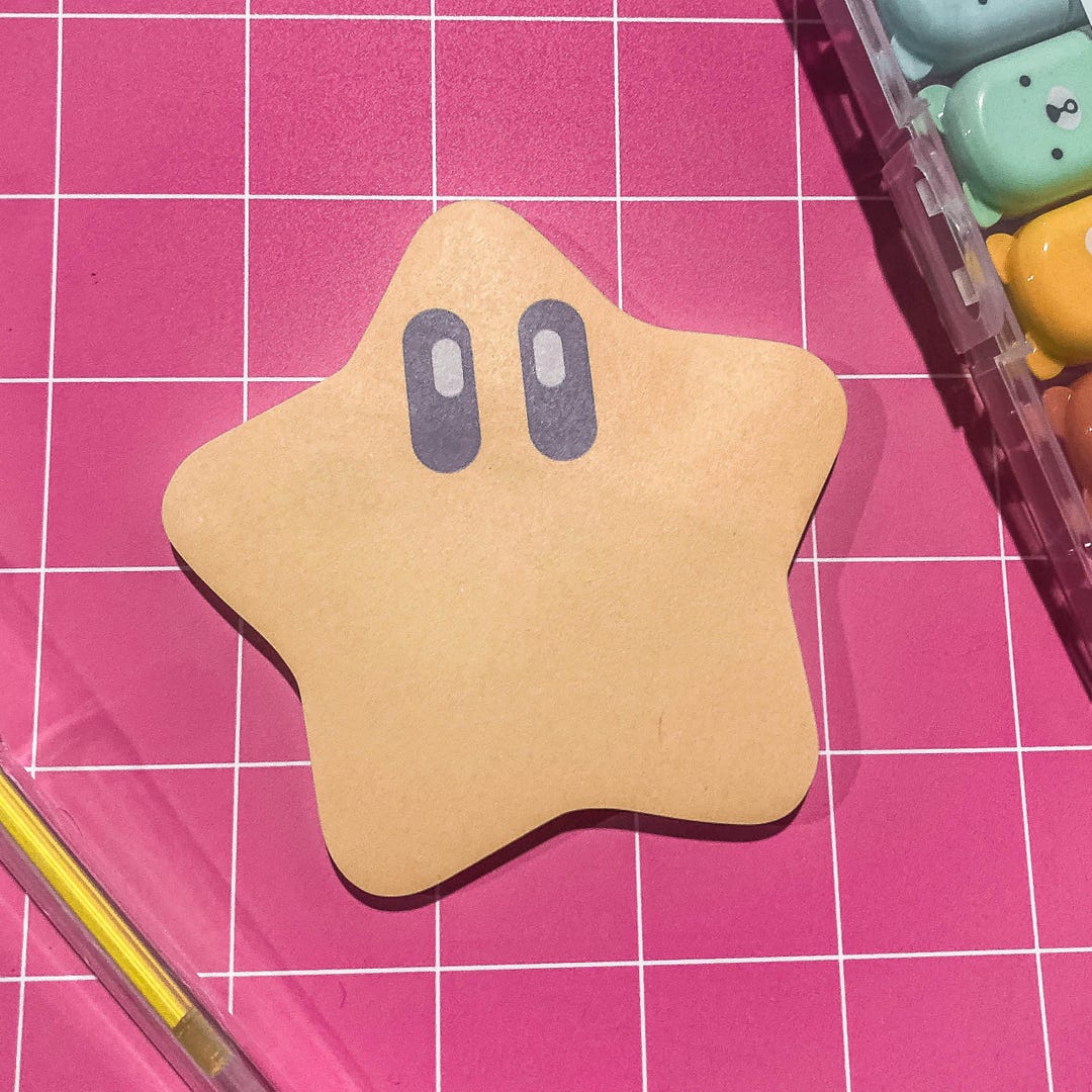 Super Mario Bros Super Star Shaped Die-cut Sticky Notes With 50 Sheets ...