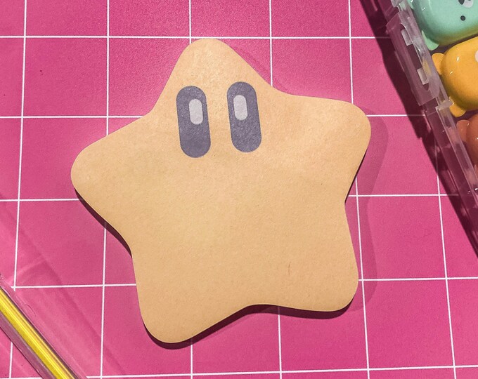 Super Mario Bros Super Star Shaped Die-cut Sticky Notes With 50 Sheets ...