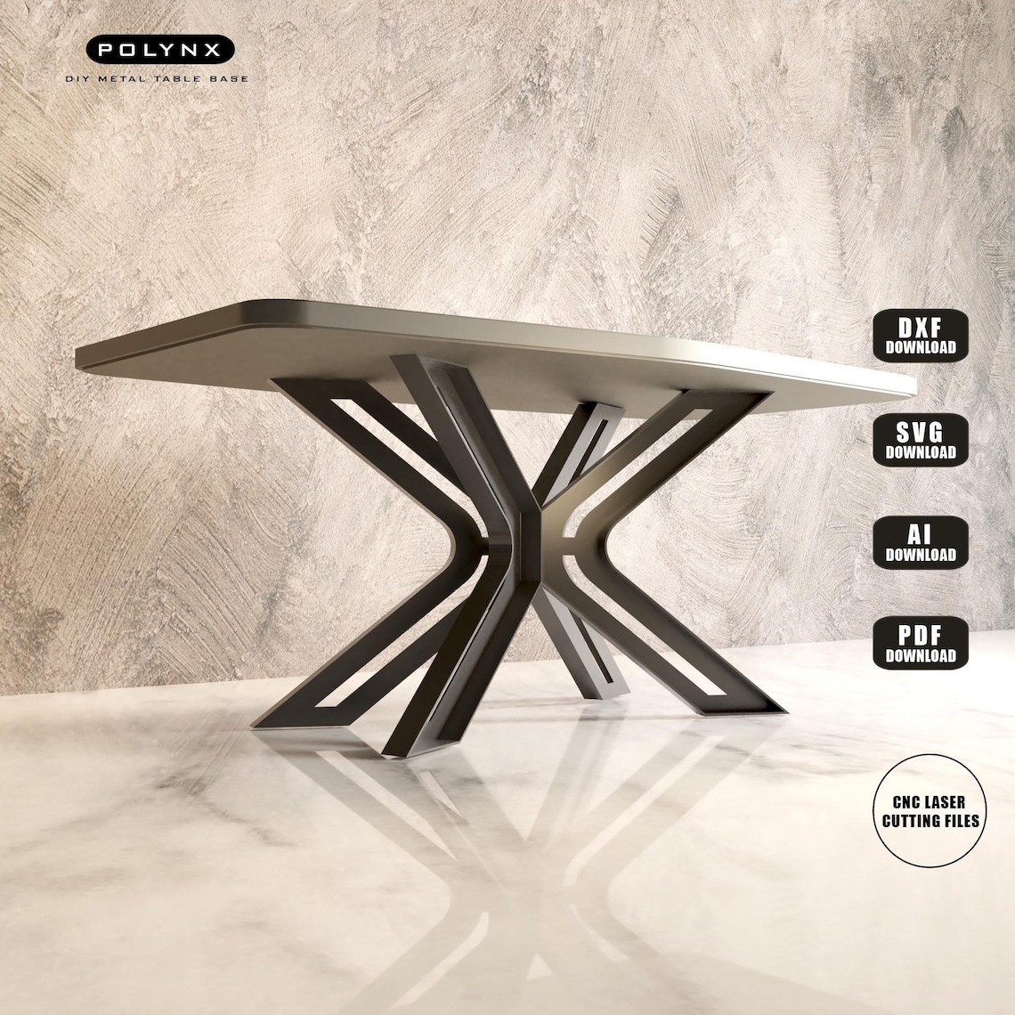 DIY Metal Dining Table Base Template in DXF File Format / Table Metal ...