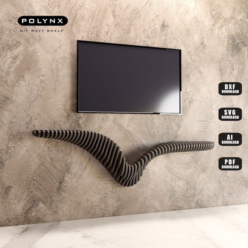 Parametric Wavy Shelf DXF File: CNC Wood Wall Decor (digital Download ...