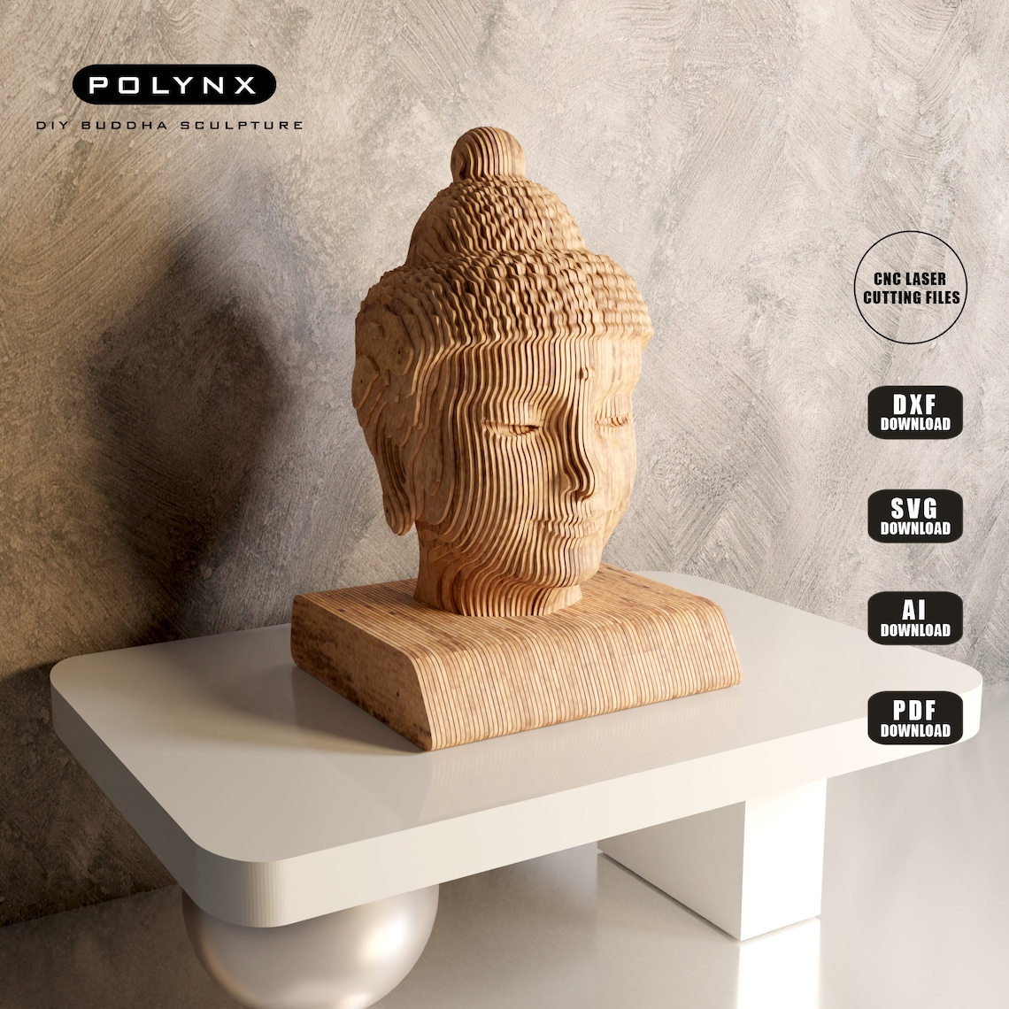 Parametric Buddha DXF and PDF Files for Laser Cutting, Wooden Buddha ...