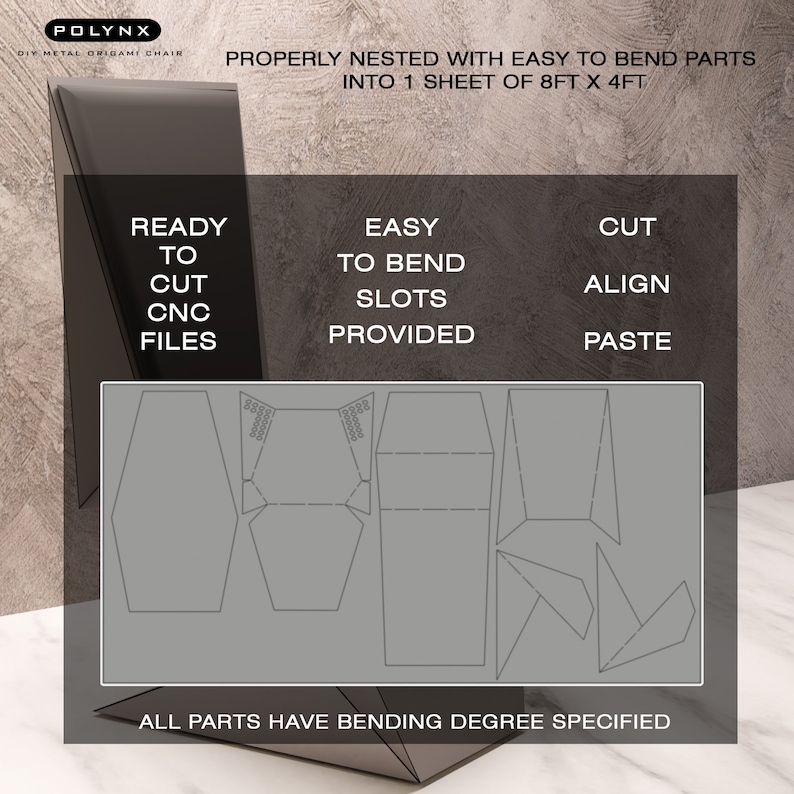 Metal Origami Chair Template DXF File for CNC Cutting / Parametric ...
