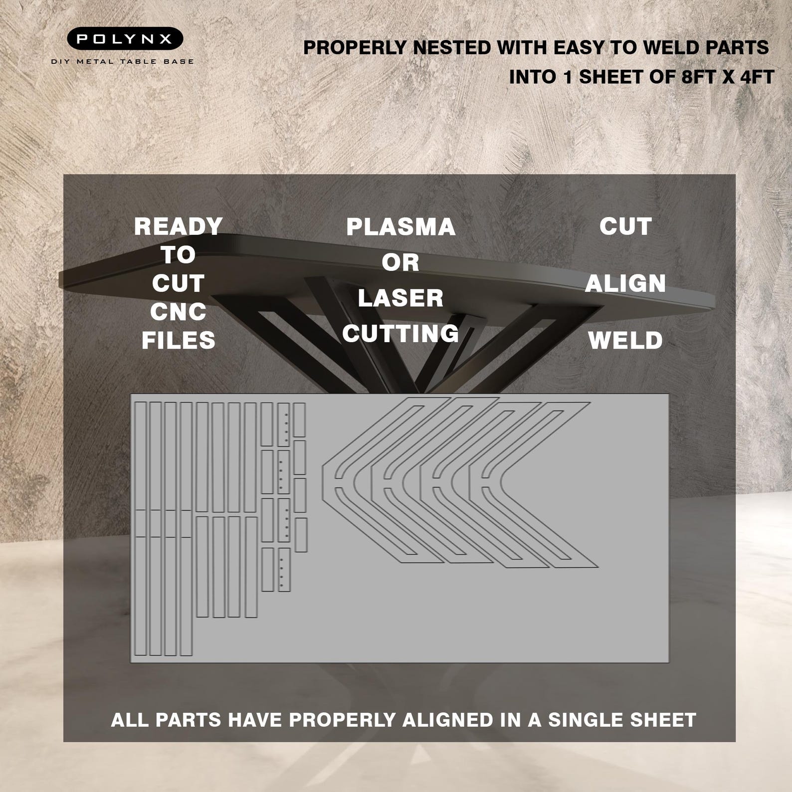 DIY Metal Dining Table Base Template: CNC Laser Cut DXF (digital ...
