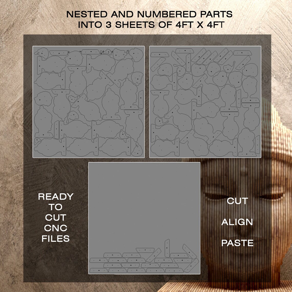 Archivos DXF y PDF de Buda paramétrico para corte por láser, plantilla ...