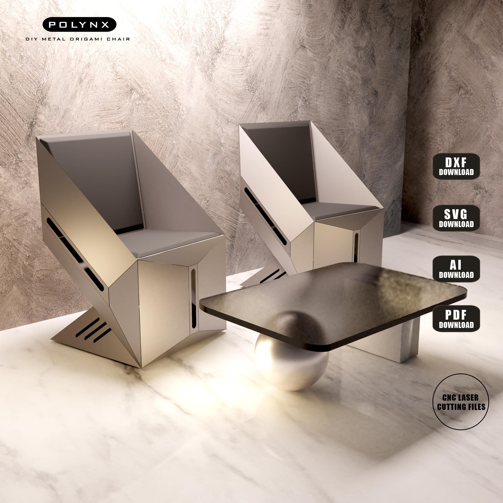 Metal Chair Template DXF Files for CNC Cutting/ Futurexa Chair ...