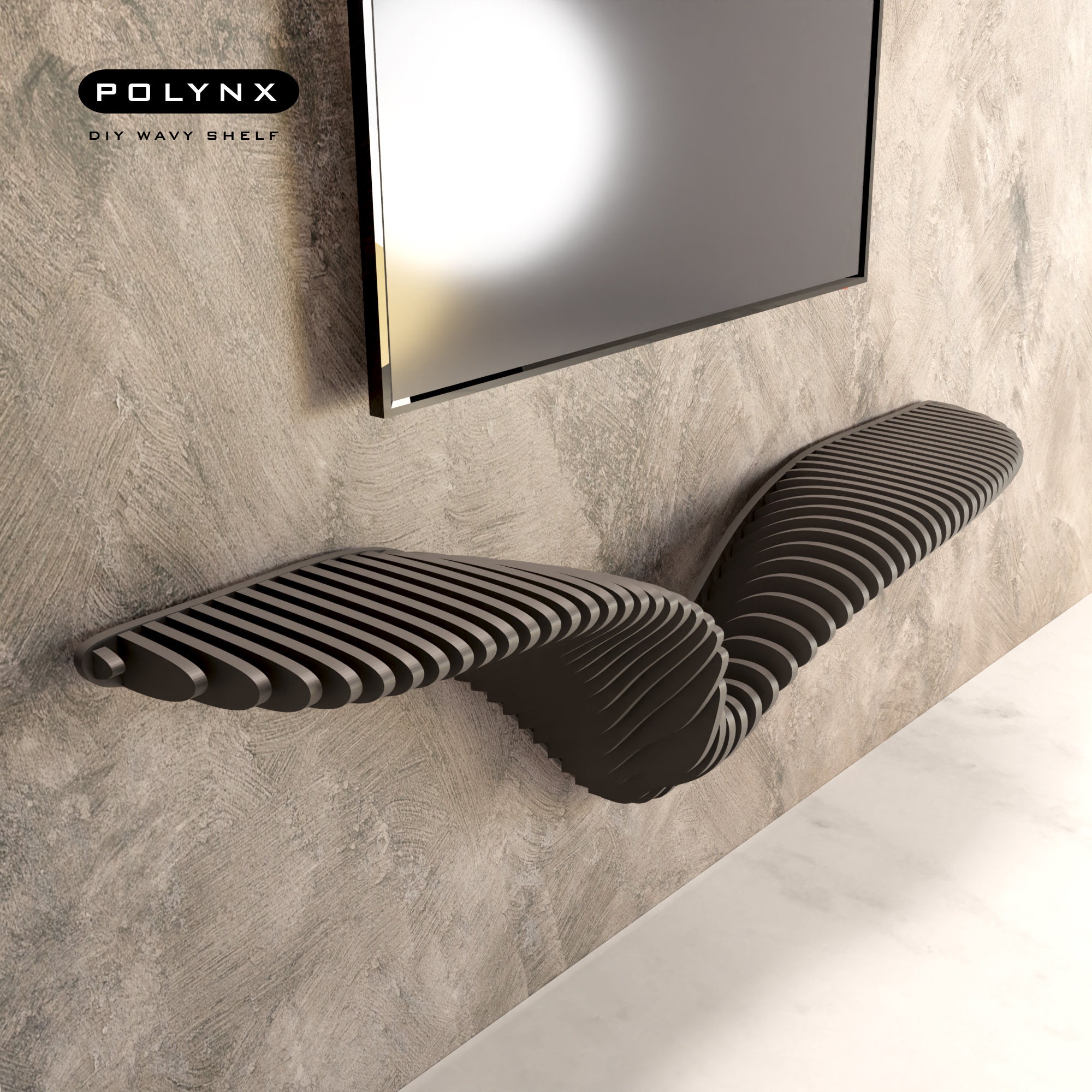 Parametric Wavy Shelf DXF File for CNC / Wooden Wall Decor / Digital ...