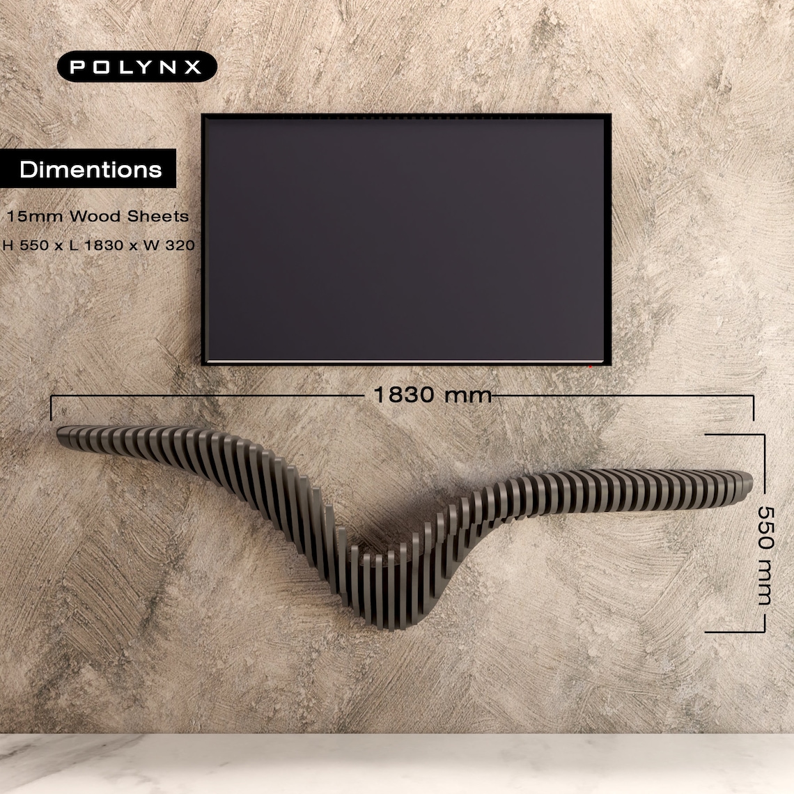 Parametric Wavy Shelf DXF File for CNC / Wooden Wall Decor / Digital ...