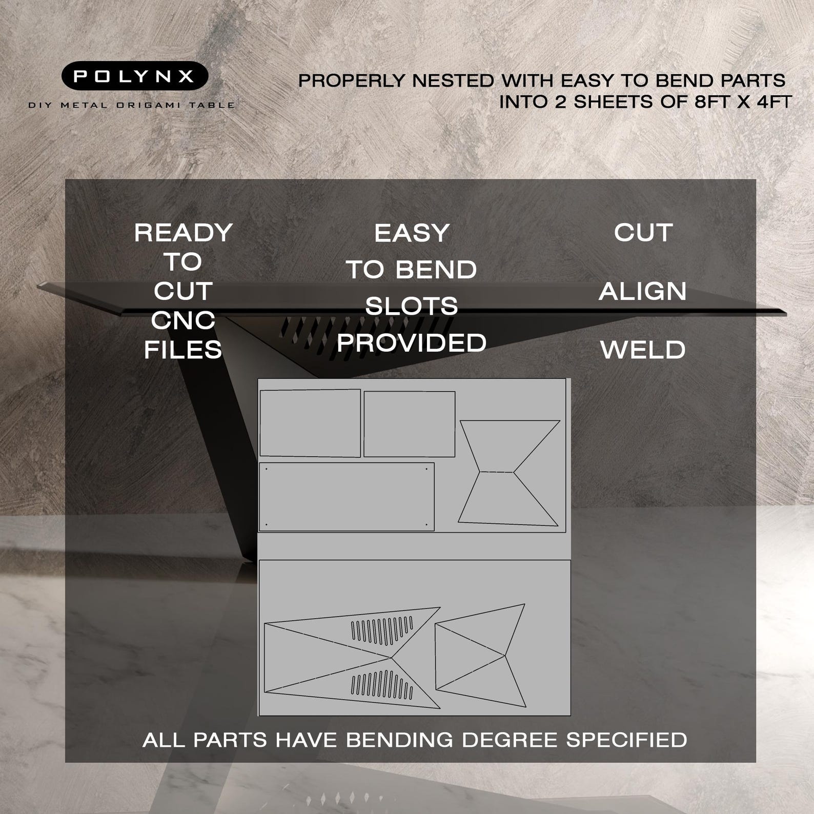 DIY Metal Dining Table Base DXF Template: Lowpoly CNC Cutting Files - Etsy