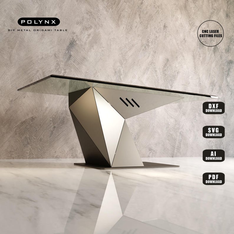 Origami Metal Dining Table Base DXF | CNC Laser Cut Design (digital ...
