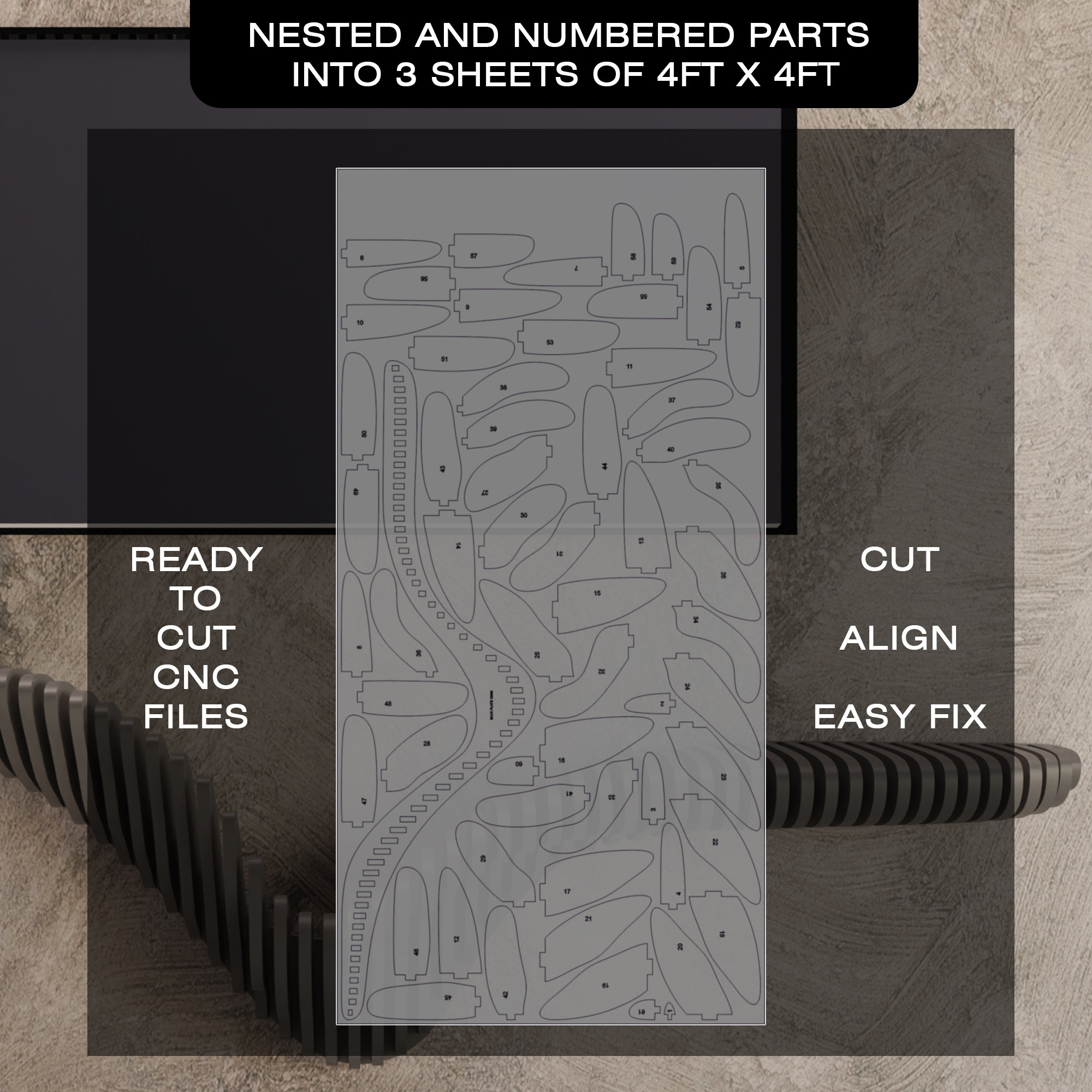 Parametric Wavy Shelf DXF File for CNC / Wooden Wall Decor / Digital ...