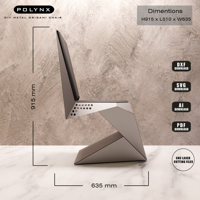 Metal Origami Chair Template DXF File for CNC Cutting / Parametric ...