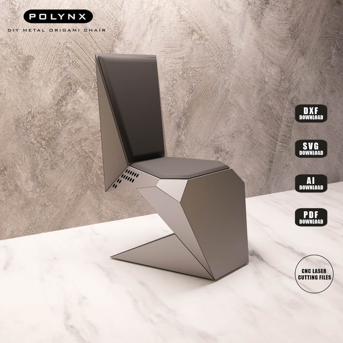 Metal Origami Chair Template DXF File for CNC Cutting / Parametric ...