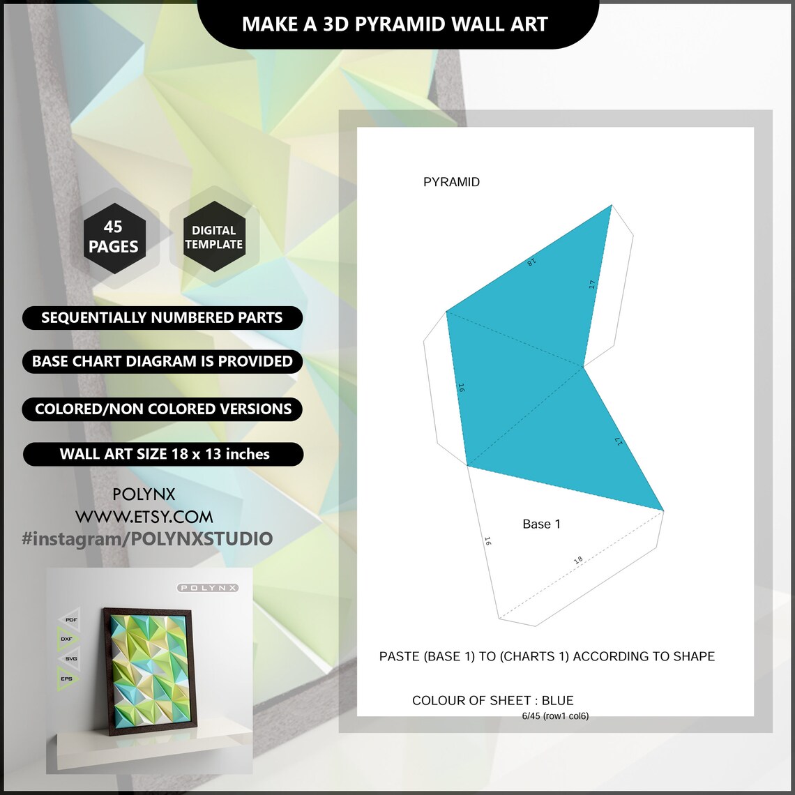 Pyramid Wall Art 3D Paper Wall Art 3D Paper Craft DIY Wall - Etsy