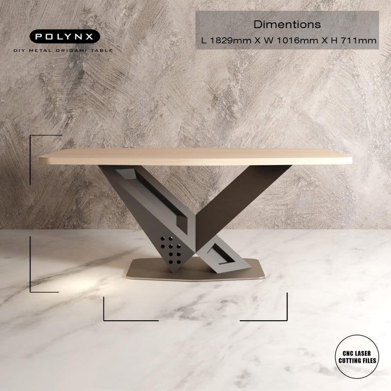Metal Origami Dining Table Base Template: Laser Cut CNC (digital ...