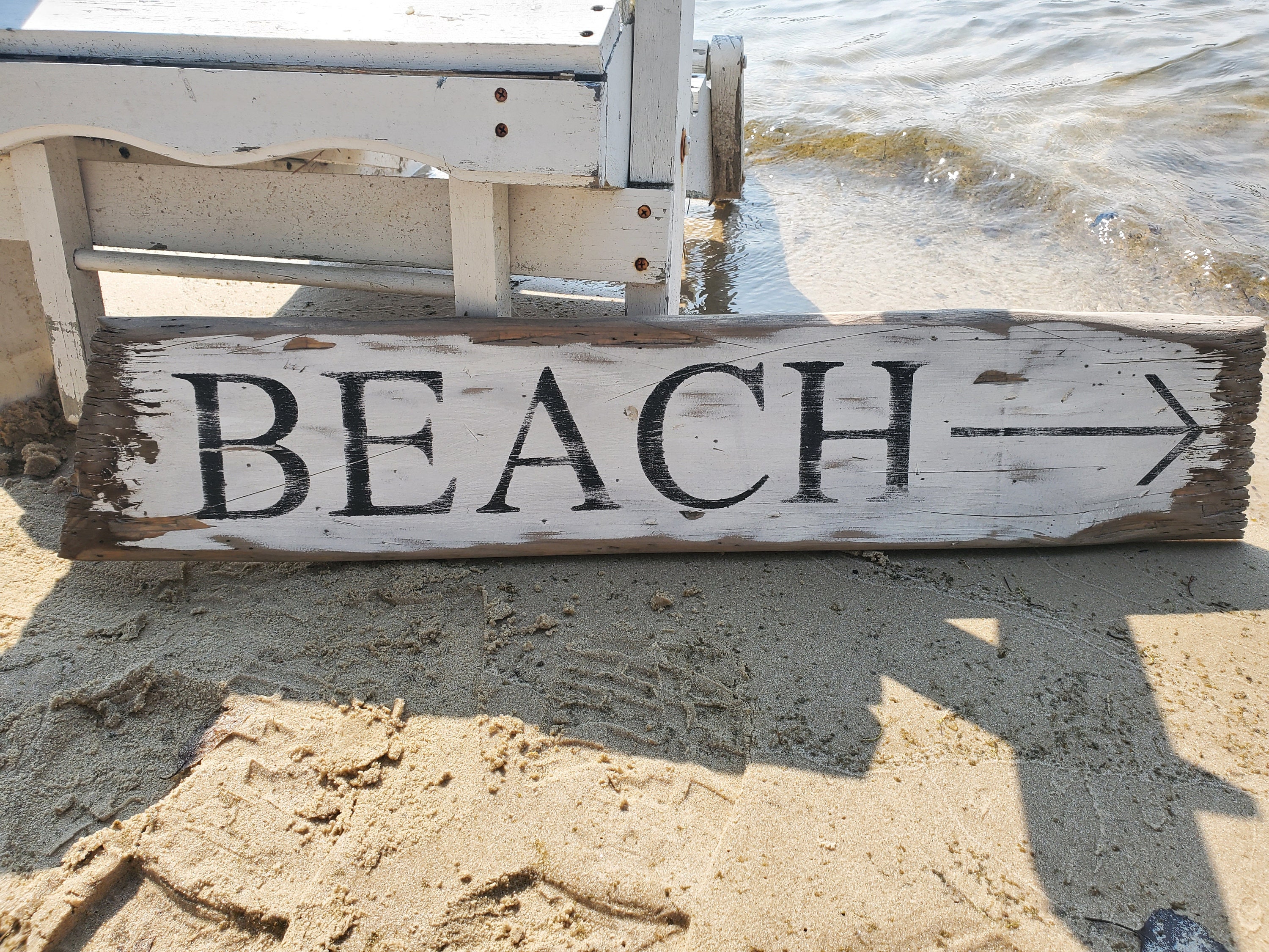 Wood Beach Direction Sign for sale | Only 3 left at -65%