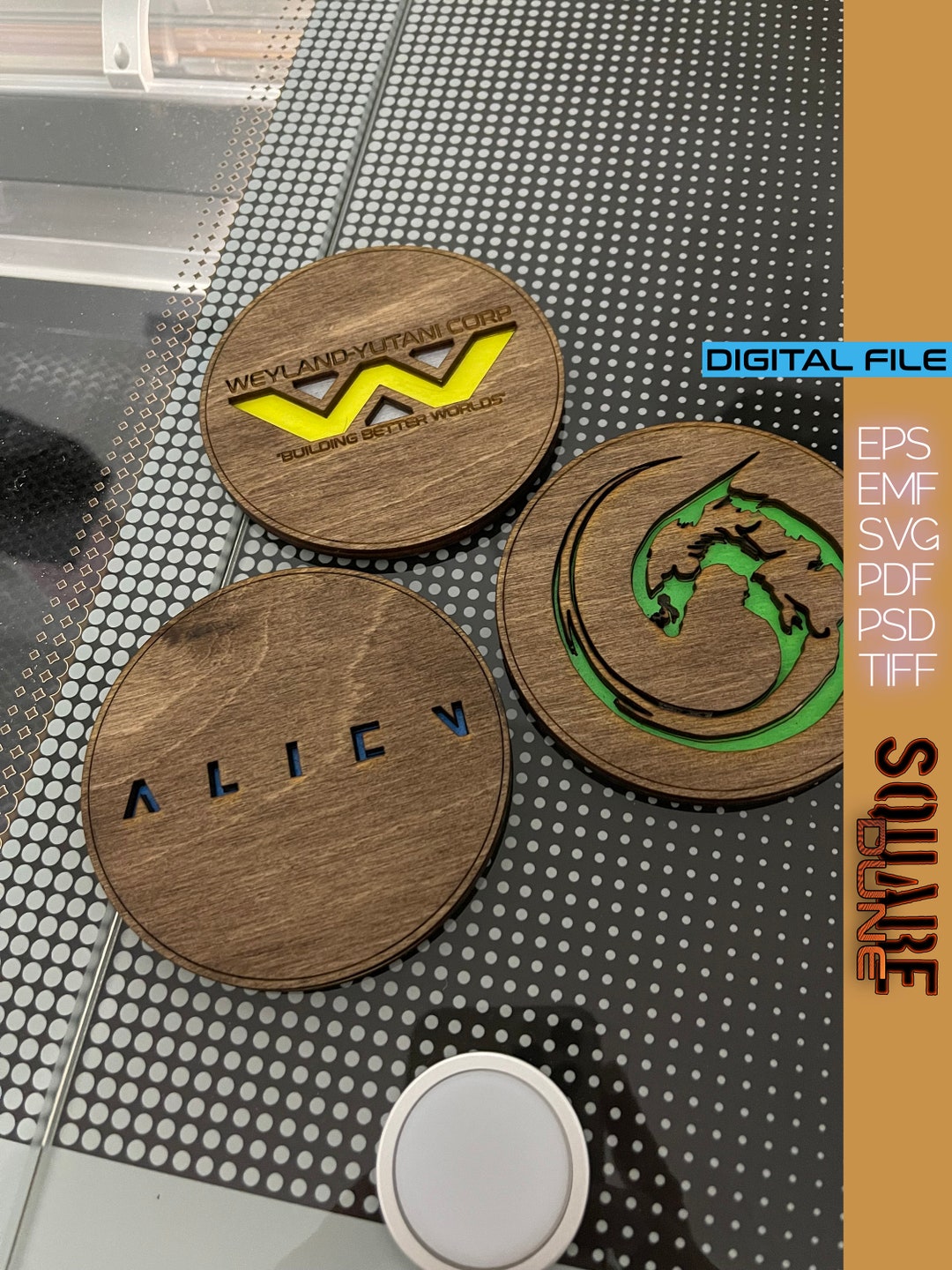 Alien Layered Coasters Digital File - Etsy