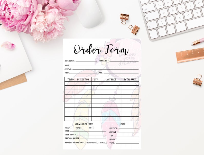 Order Form Template Printable | Custom Order Form | Order Form for ...