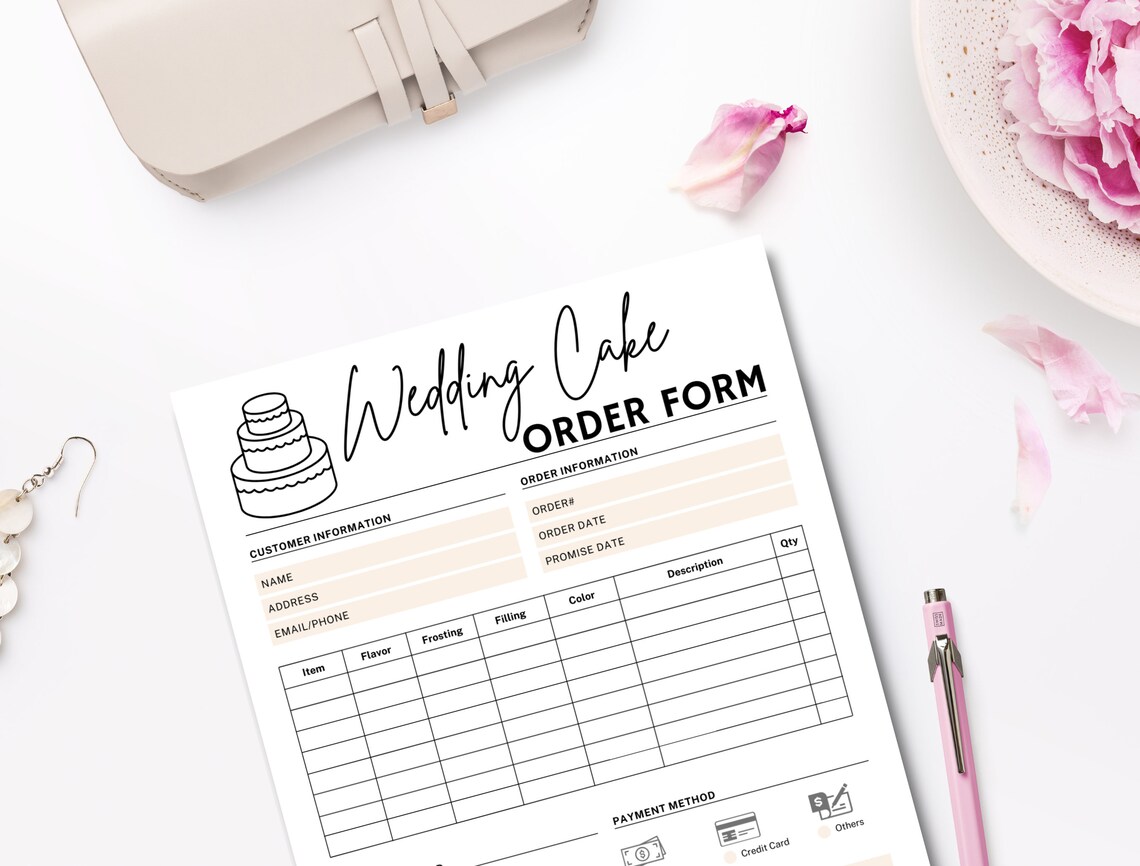 Wedding Cake Order Form Printable, Wedding Custom Cake Order Form ...