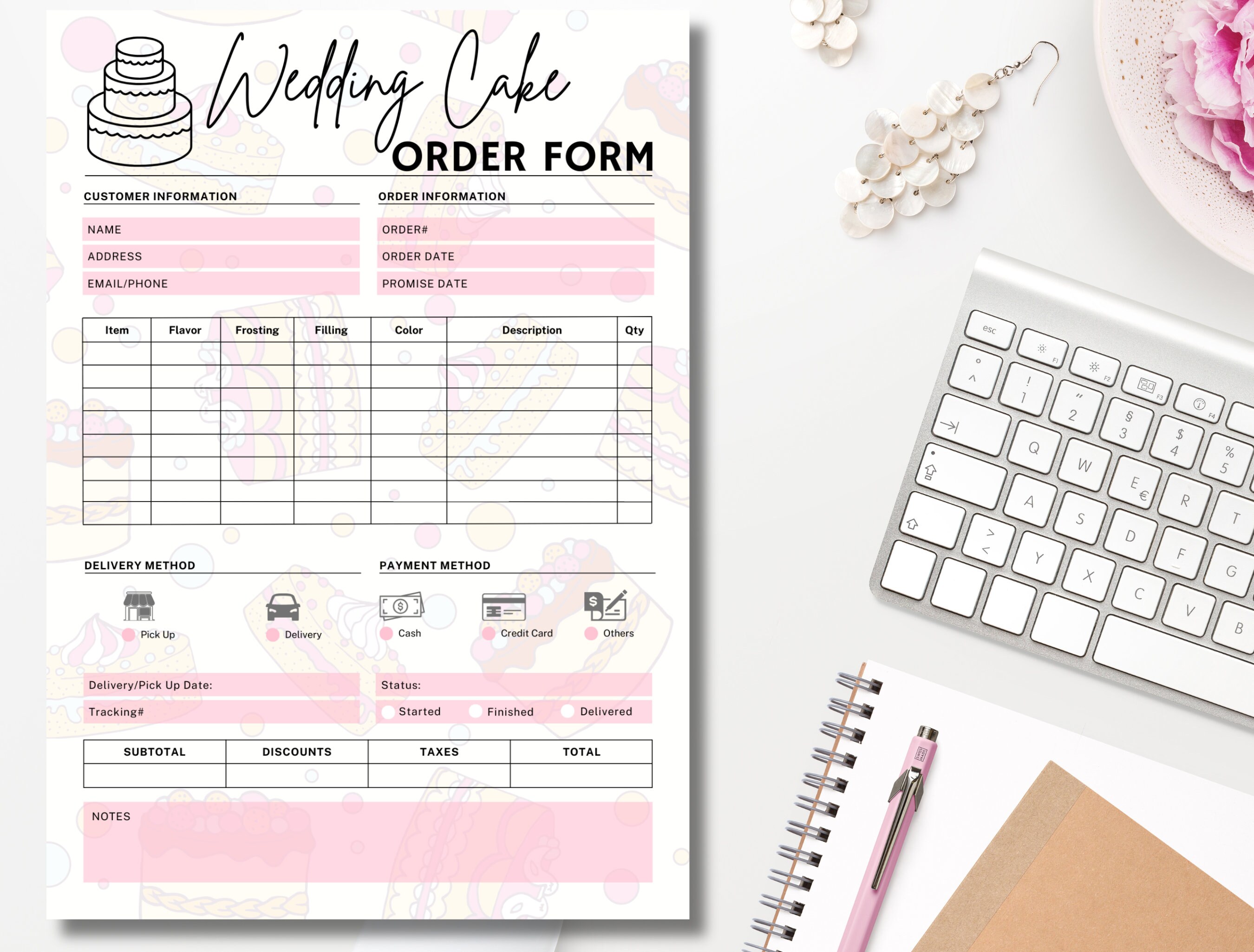 Wedding Cake Order Form Printable Wedding Custom Cake Order - Etsy
