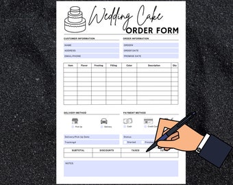 Wedding Cake Order Form Printable, Wedding Custom Cake Order Form ...
