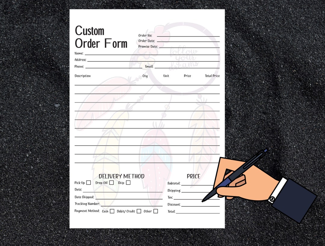 Custom Filable Order Form Order Form Template Printable - Etsy